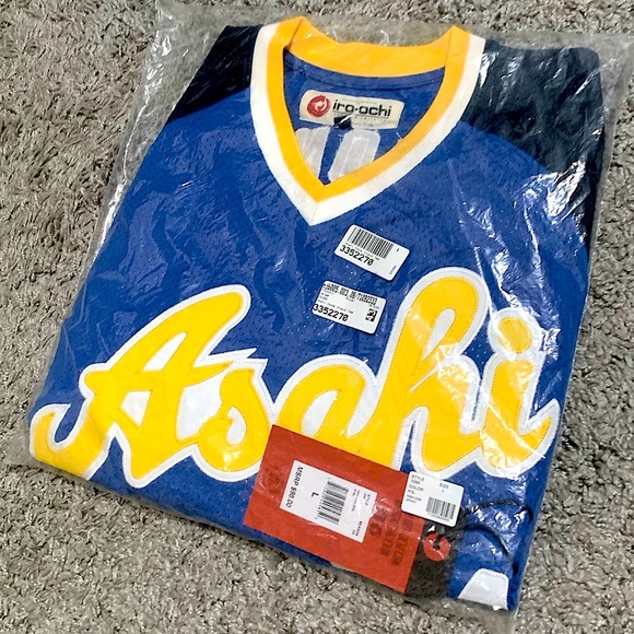 iro-ochi | Shirts | Iroochi Royal Blue Yellow Asahi 24 Home V Neck Jersey Tee L Nwt | Poshmark